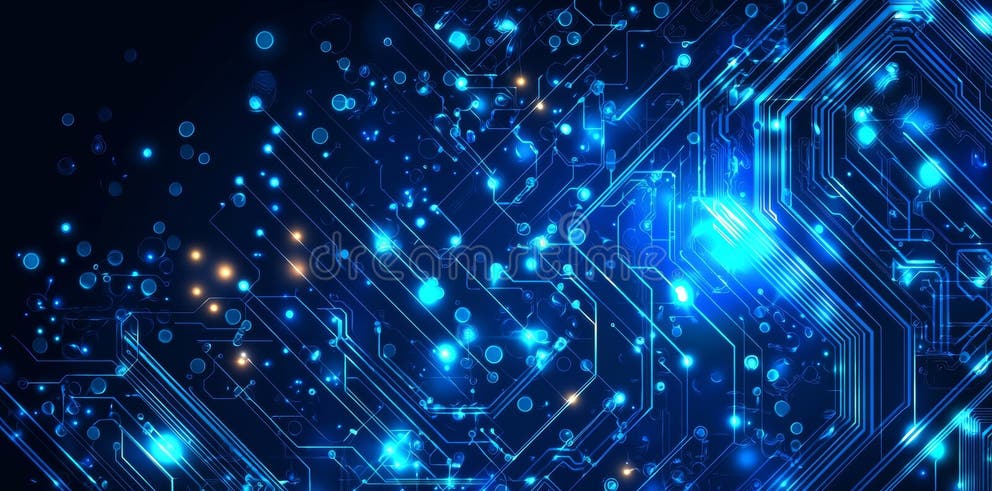 Feature a Futuristic Digital Hi-tech Space with Glowing Horizontal ...