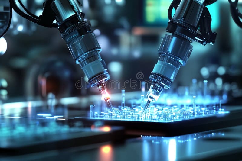 Feature a High-tech Scene Showcasing Nanobots or Microscopic Devices at ...