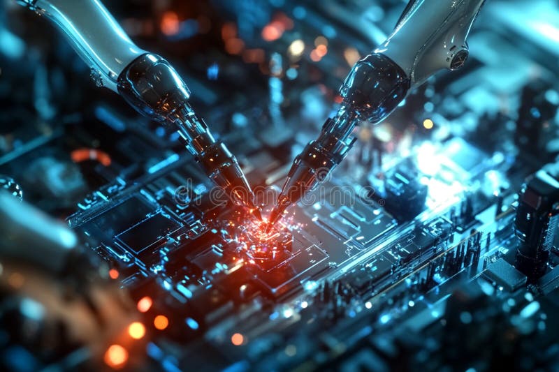 Feature a High-tech Scene Showcasing Nanobots or Microscopic Devices at ...