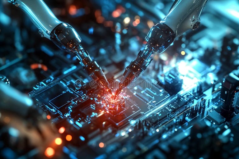 Feature a High-tech Scene Showcasing Nanobots or Microscopic Devices at ...