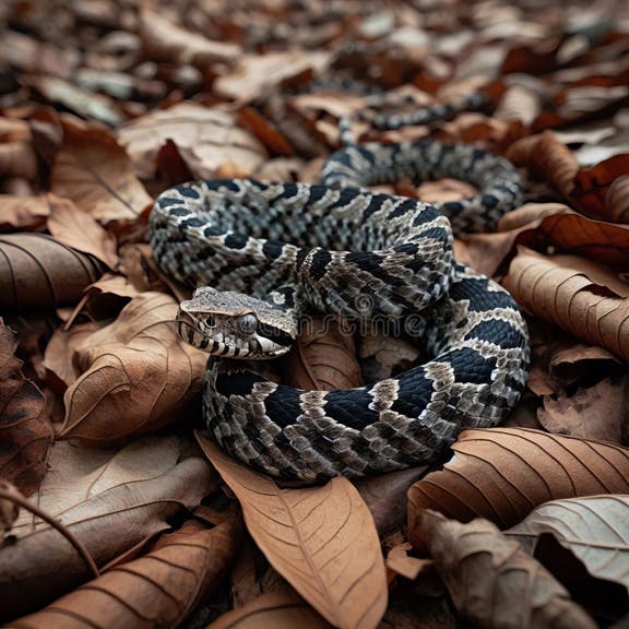 Feature a Puff Adder Slithering through Leaf Litter Its Patterne Stock ...