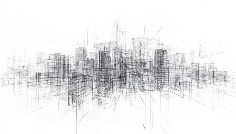 Featured is an Abstract Architectural Design Line Art Illustration ...