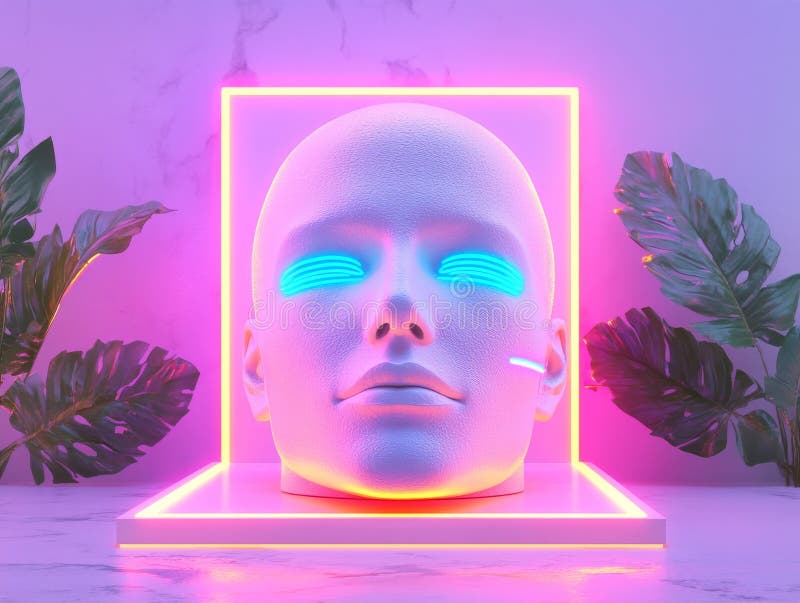 A Featureless Form Highlighted by a Purple and Blue Gradient, Standing ...