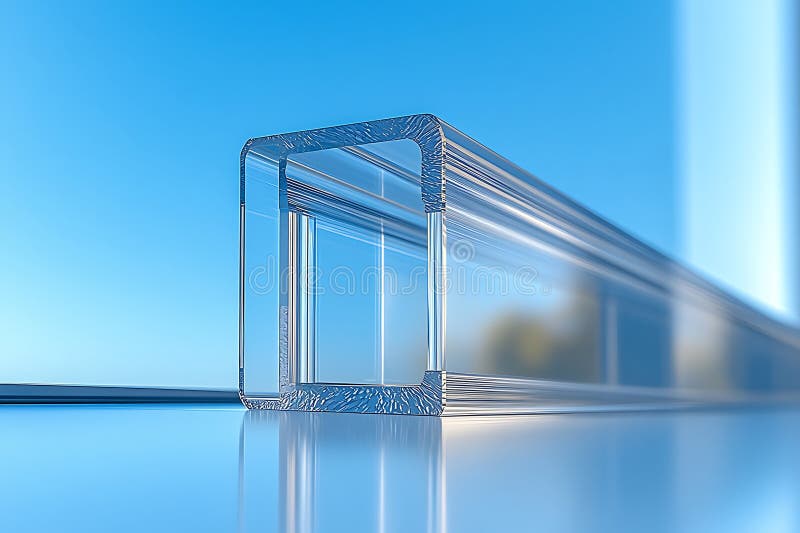 Crystal Clear Abstract Rectangular Glass Shape Under Soft Blue Sky ...