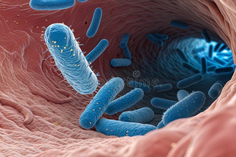 Blue Bacteria Microorganism Floating Inside Artery with Surface Texture ...