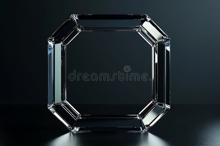 Clear Octagon Glass with Reflections, Modern Edge Design, on Dark ...