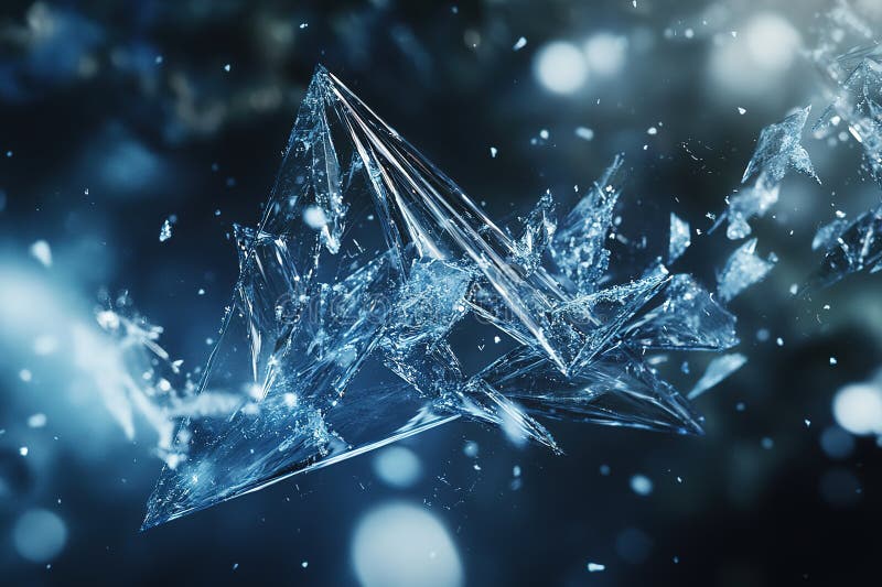 Abstract Angular Blue Glass Shards Floating, Cold Tones, Fractured ...