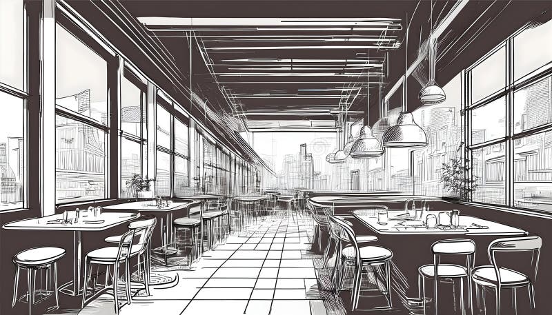 Features a Futuristic Scene of an Industrial Restaurants and Restaurant ...