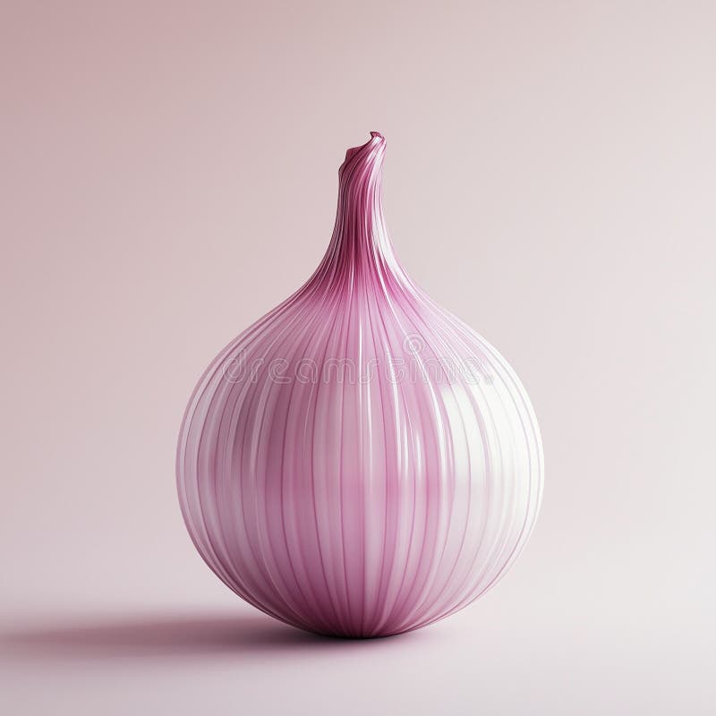 Still Life of a Glossy Pink Onion with Vertical Grooves on a Pink ...