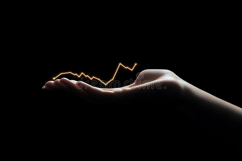 Hand Holding Glowing Chart Line Human Palm with Bright Data Trend on ...
