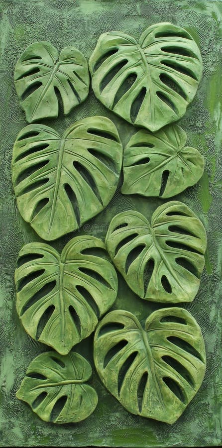 It Features an Intricate Green Plant Pattern that Adds Texture and a ...