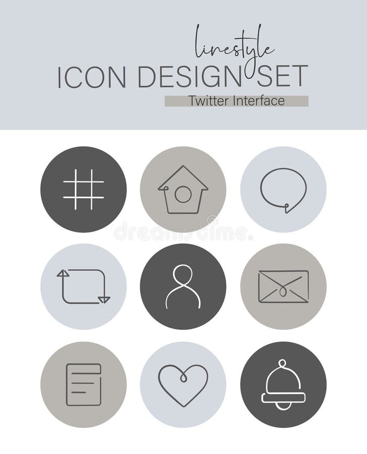 Linestyle Icon Design Set Twitter Interface Stock Vector - Illustration ...