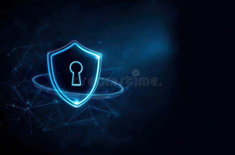 Features a Luminous Blue Shield with a Keyhole Design, Enhanced by a ...