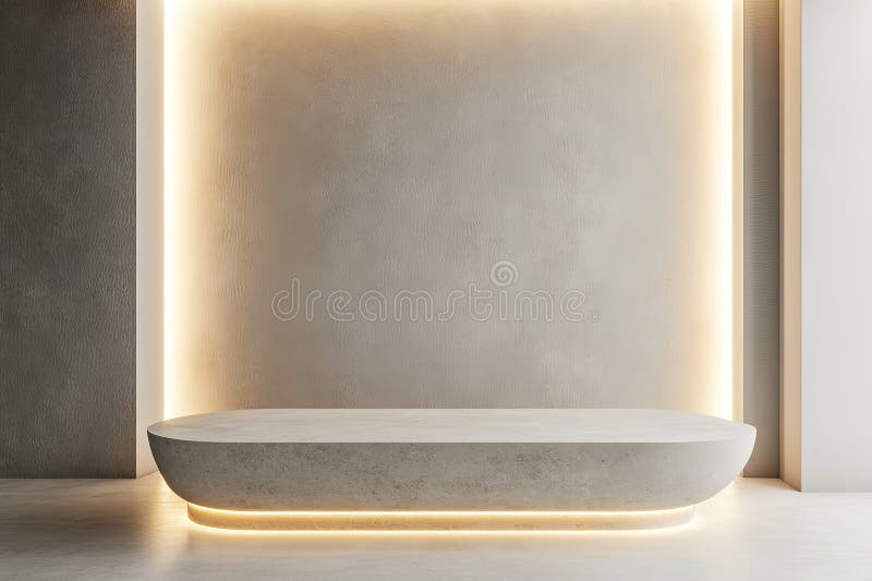 Minimalist Stone Platform Illuminated Interior, Modern Texture, Elegant ...
