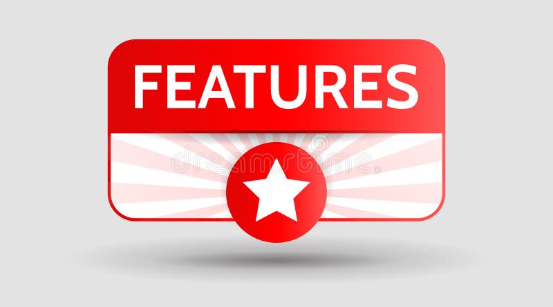 Features Notice Button Label Banner Red Square Isolated Stock Vector ...