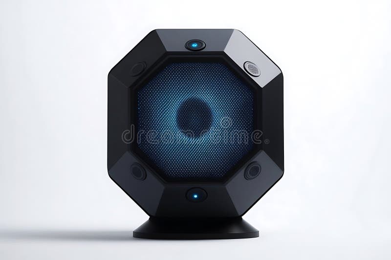 Octagonal Black Device with Blue Light Display, Surveillance Equipment ...