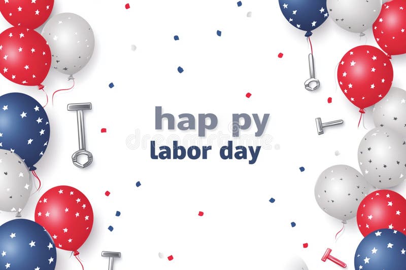 Patriotic Balloon Party with Silver Tools on White Backdrop for Labor ...