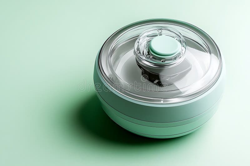 Modern Round Container with Clear Lid on a Mint Green Surface ...