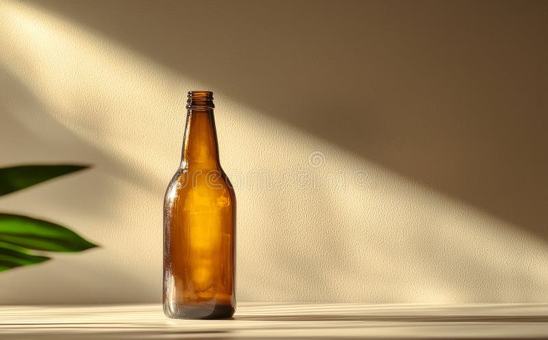 It Features a Single Glass Bottle Illuminated by Soft Light from One ...