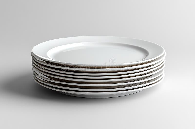 Stack of Round White Porcelain Plates, Tableware Pile, Dinnerware on ...