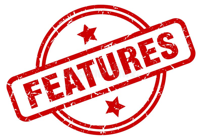 Features stamp stock vector. Illustration of badge, isolated - 148426866