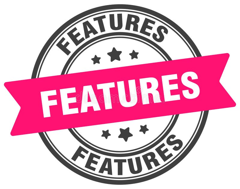 Features Stamp. Features Label on Transparent Background. Round Sign ...