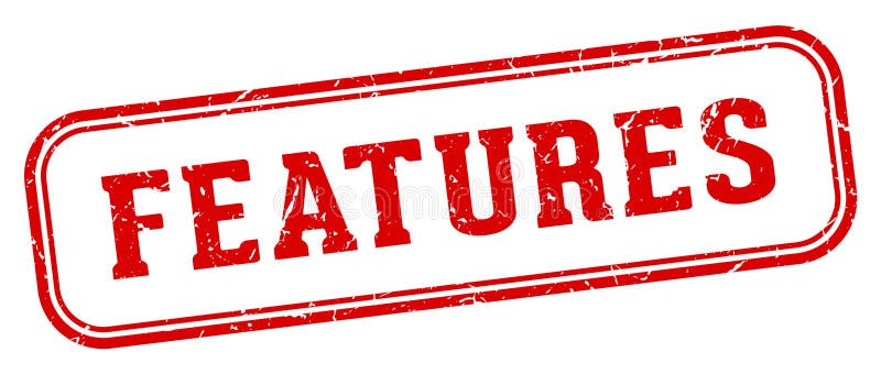 Features Stamp. Features Rectangular Stamp on White Background Stock ...