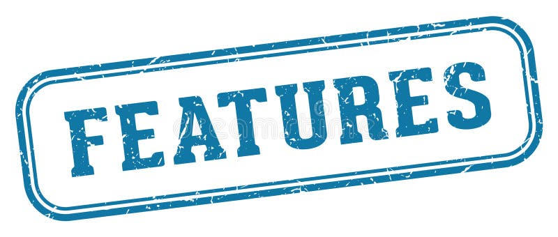 Features Stamp. Features Rectangular Stamp on White Background Stock ...