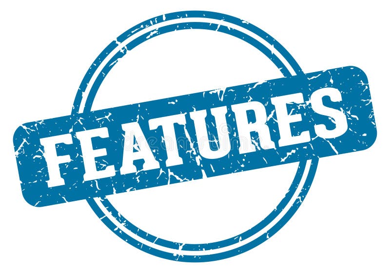 Features stamp stock vector. Illustration of blue, sign - 349492971