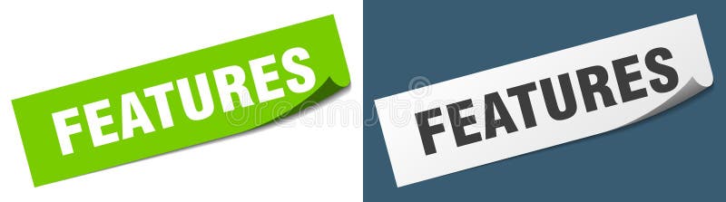 Features Sticker. Features Sign Set Stock Vector - Illustration of ...