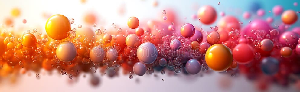 Abstract Colorful Spheres, Gradient Background, Bubbles, 3D Render ...