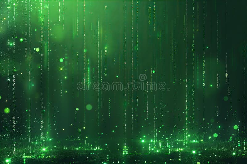 Featuring a Abstract Green Digital Background with Binary Code Illustration, Dark Green ...