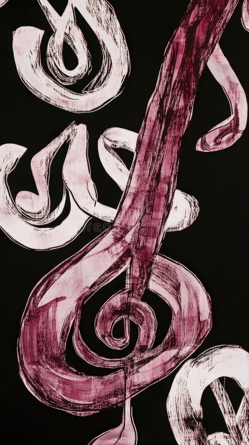 Abstract Ink Strokes and Musical Icons Intertwining Stock Illustration ...
