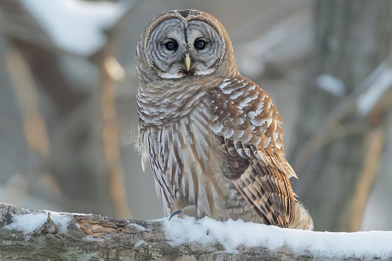Featuring a Barred Owl Perching on Tree Limb, High Quality, High ...