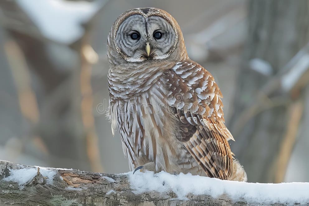 Featuring a Barred Owl Perching on Tree Limb, High Quality, High ...