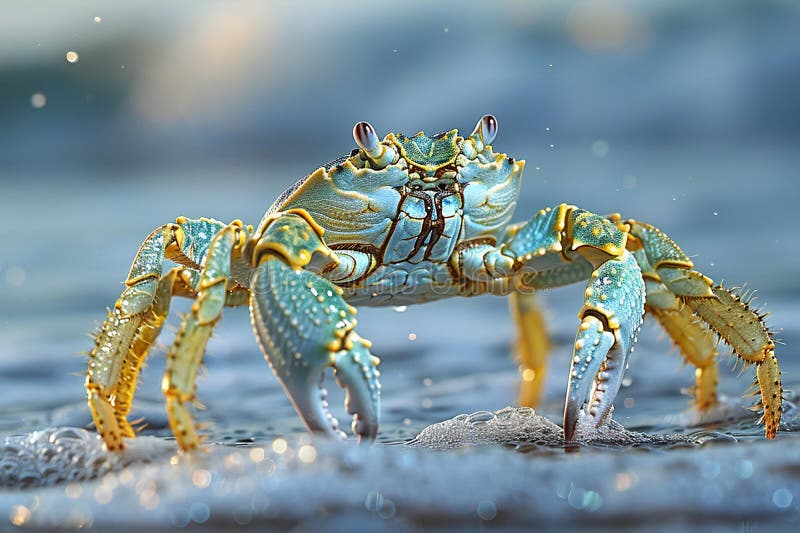 Featuring a Beach Crab Crawling on Ocean Beach Background, High Quality ...