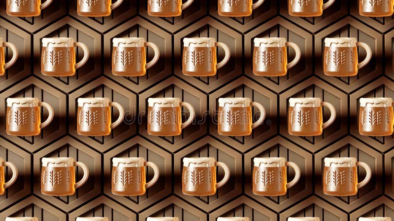 Featuring Beer Mugs Surrounded by Wheat and Foam, Creating a Unique ...