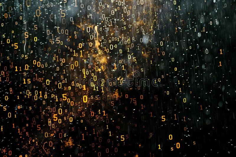 Digital Rain of Numbers stock illustration. Illustration of graphic ...