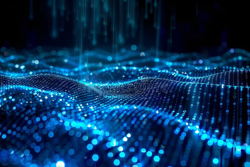 Featuring a Blue Binary Code Background with Numbers Flowing Down in the Dark, Computer ...