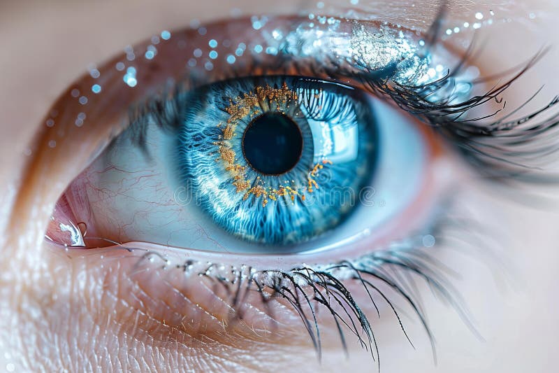 Featuring a Blue Eye with Blur Effect on a White Background, a Closeup ...