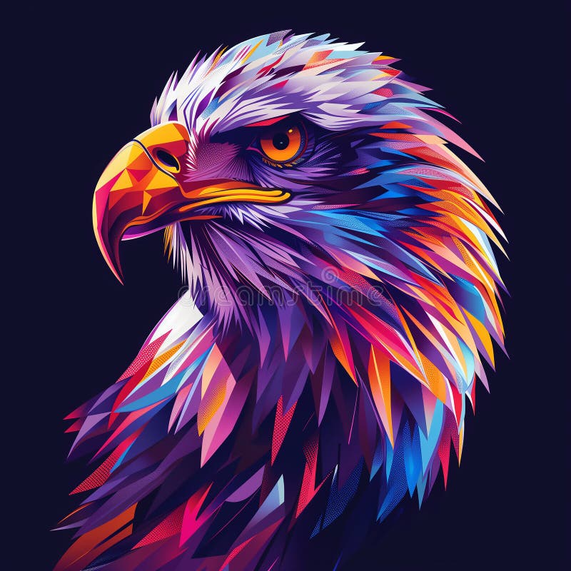 Dynamic Geometric Eagle with Bold Lines and Vibrant Colors Representing ...