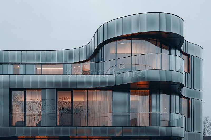 Featuring a this Building Has Metal Lined Curvature, High Quality, High ...