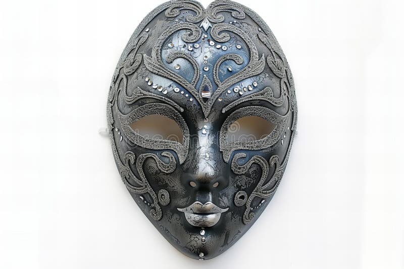 Featuring a Carnival Mask, Dark Grey with Silver Filigree Patterns ...