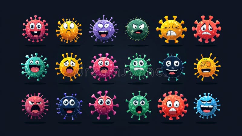 Featuring Cartoon Characters of Bacteria, Microbes, and Viruses with ...