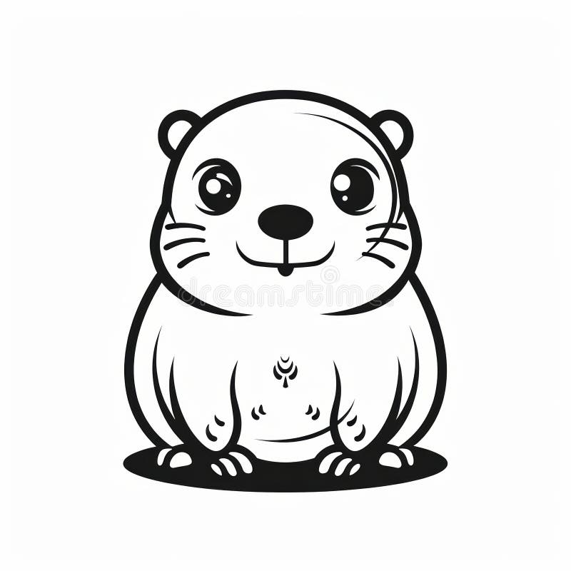 Cute Flat Vector Logo of a Cheerful Gopher in Black and White Stock ...