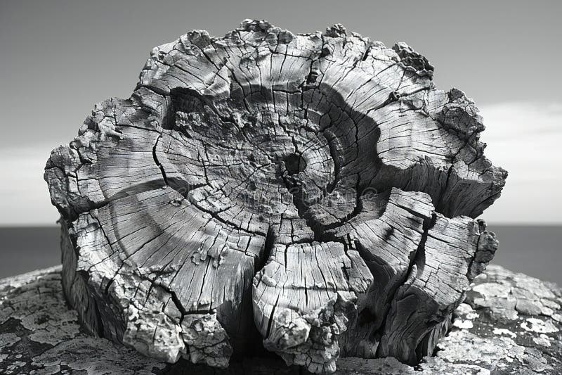 Featuring a Close Up of an Old Decaying Tree Trunk Black and White ...