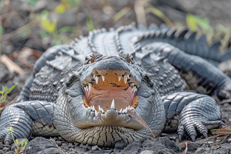 Featuring a Crocodile with Its Mouth Open, Showing Sharp Teeth and an ...