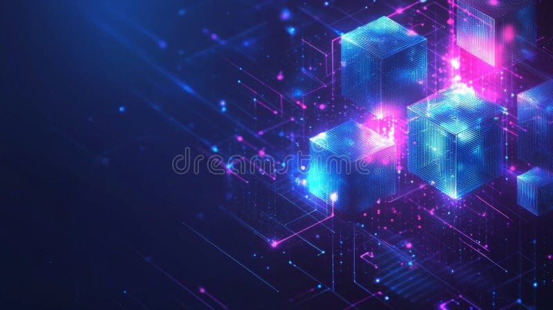 Featuring 3D Linked Blocks in a Futuristic Low Poly Wireframe Style. an ...