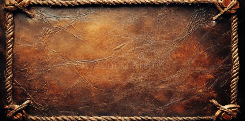 Featuring a Dark Leather Background with an Aged, Worn Stitched Border ...