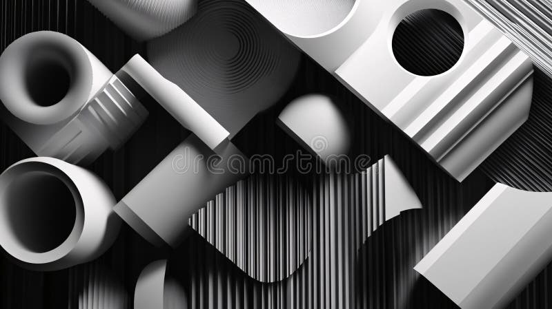 Featuring Depth and Shadow, the Monochrome 3D Geometric Shapes Form a ...